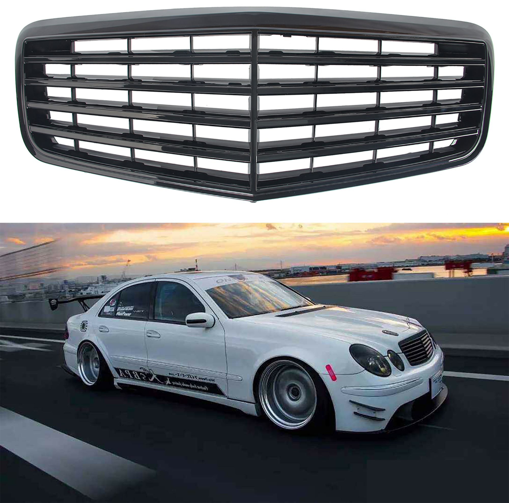 BLACK Front GRILL Grille For MERCEDES W211 E320 E350 E500 E63AMG Sedan ...
